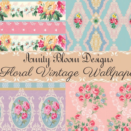 Floral Vintage Wallpaper Antique Floral Wallpaper - Etsy