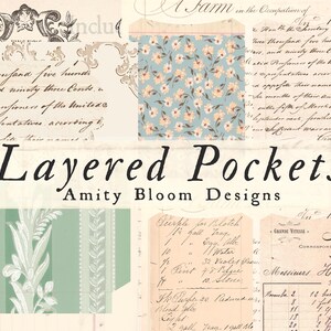 Vintage Layered Pockets | 20 Pockets 2 Sizes | Journal Ephemera - Etsy
