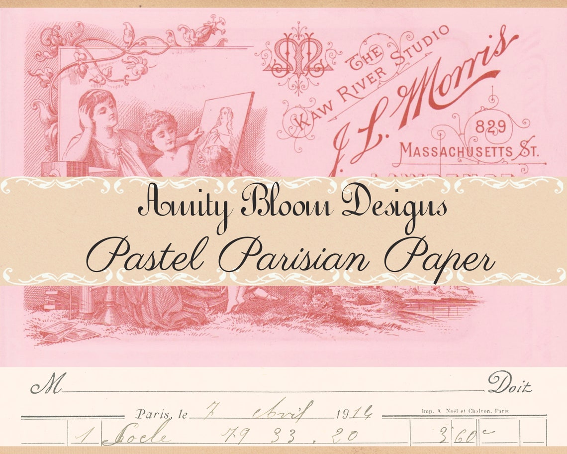 Pastel Parisian Paper | Wallpaper | Floral Vintage Paper - Etsy