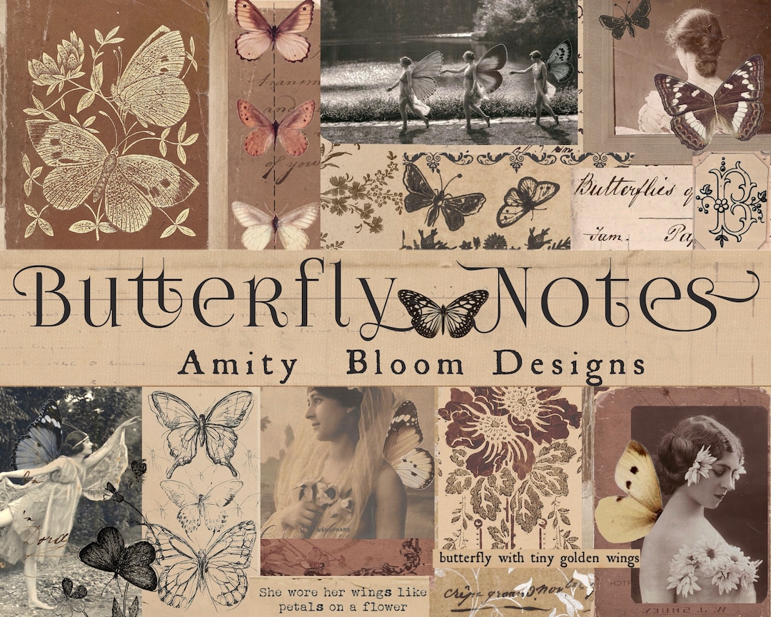 Butterfly Notes | Vintage Decorative Paper & Journal Artist Kit - Etsy