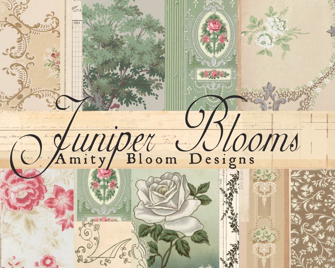 Juniper Blooms | Vintage Decorative Paper Kit - Etsy