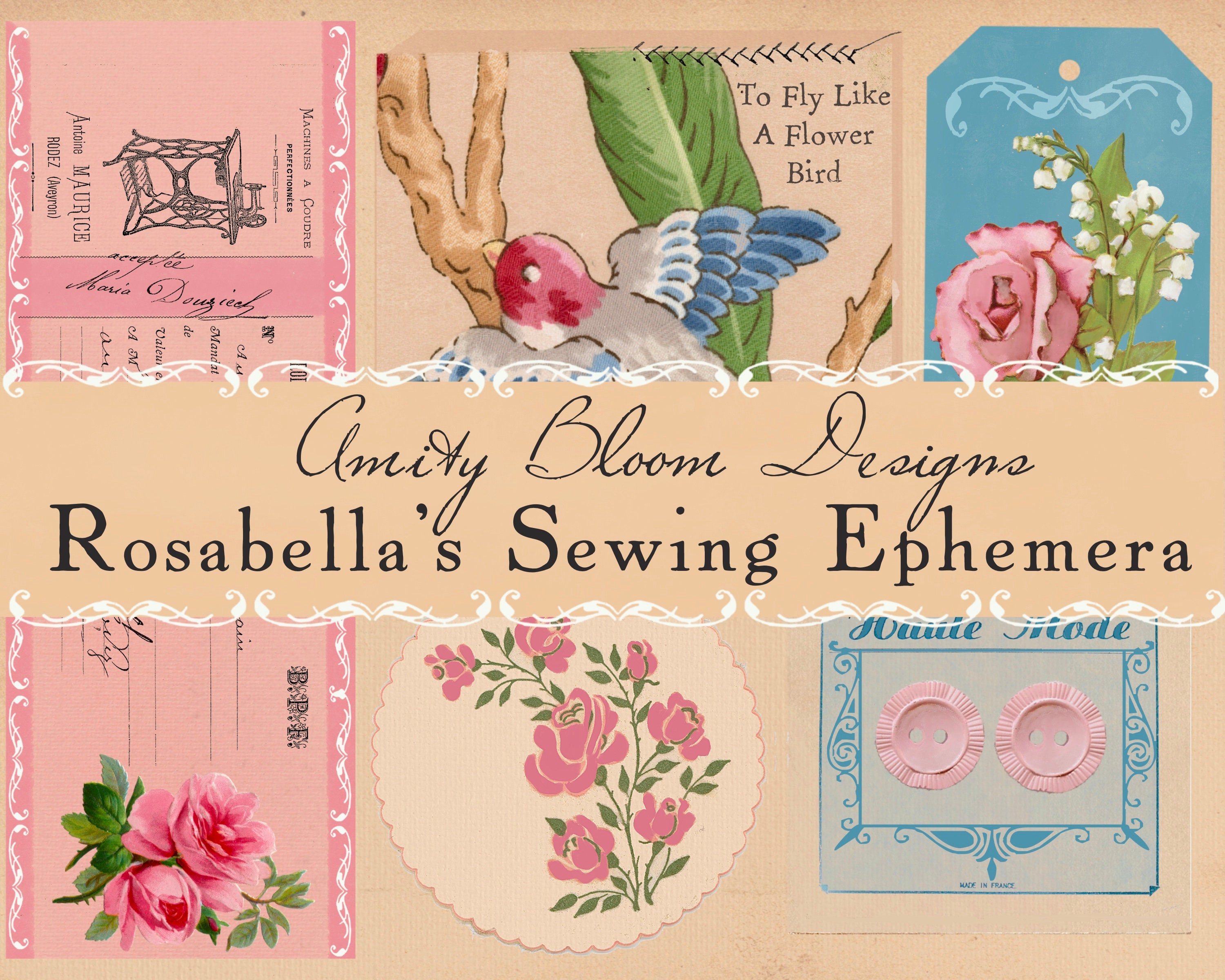 Rosabella's Sewing Ephemera Kit | Vintage Decorative Paper & Ephemera ...