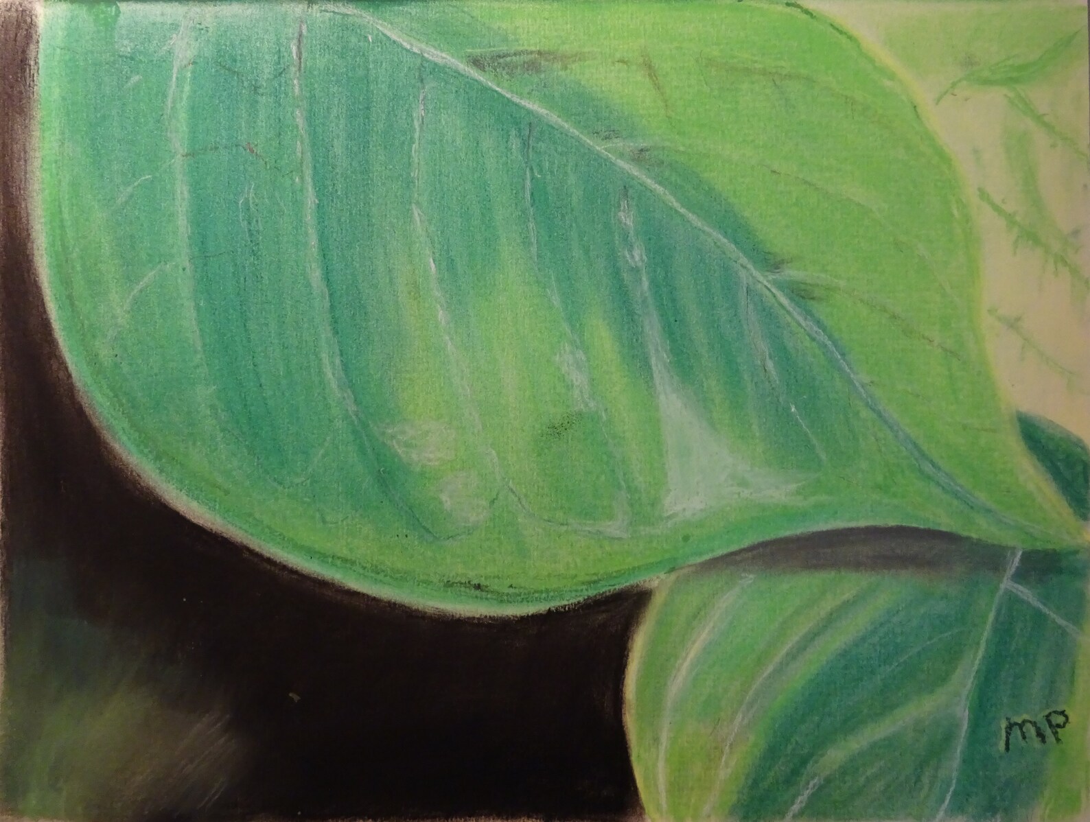 Green Leaf Soft Pastel Art - Etsy España