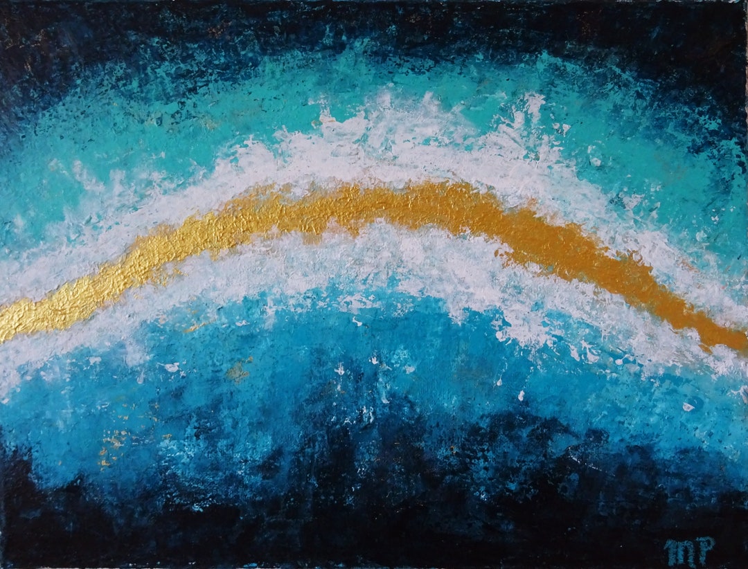 Golden Rainbow Acrylic Painting - Etsy