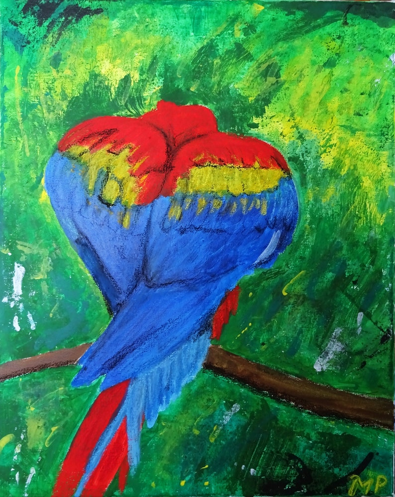 Parrot Acrylic Painting - Etsy