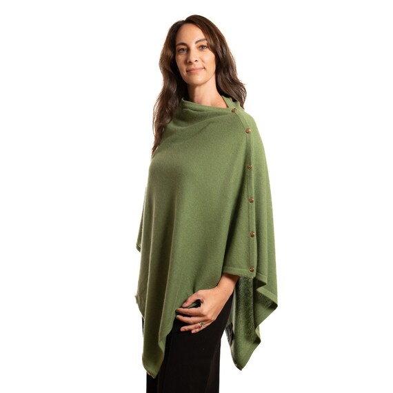 Poncho Button Closure CASHMERE BUTTON WRAP PONCHO – Knüg