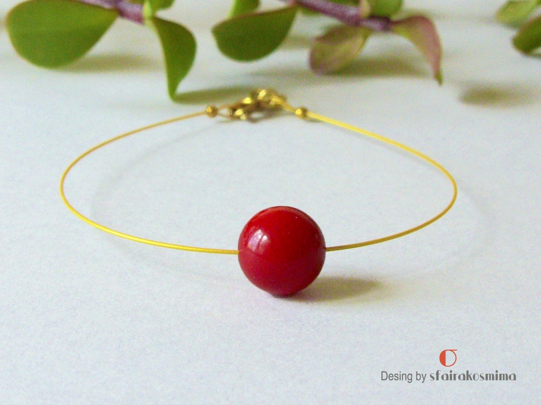 Simple Red Coral Bracelet Real Red Coral Gold Coral - Etsy