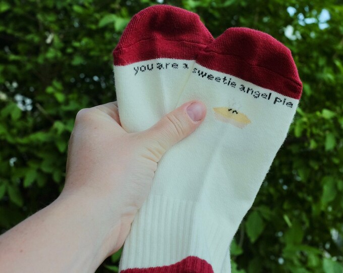 NEW! You're A Sweetie Angel Pie Phrases Sock Cotton Classic Comfy Woman ...