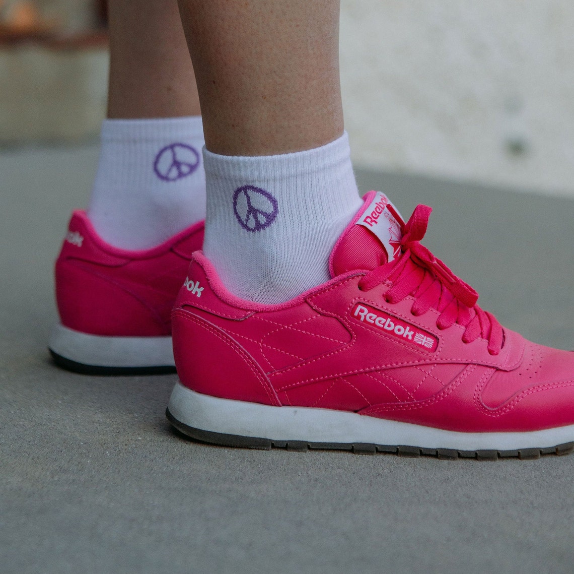 Peace Sign Socks, Quarter Crew Length, Womens Casual Socks, Comfy ...