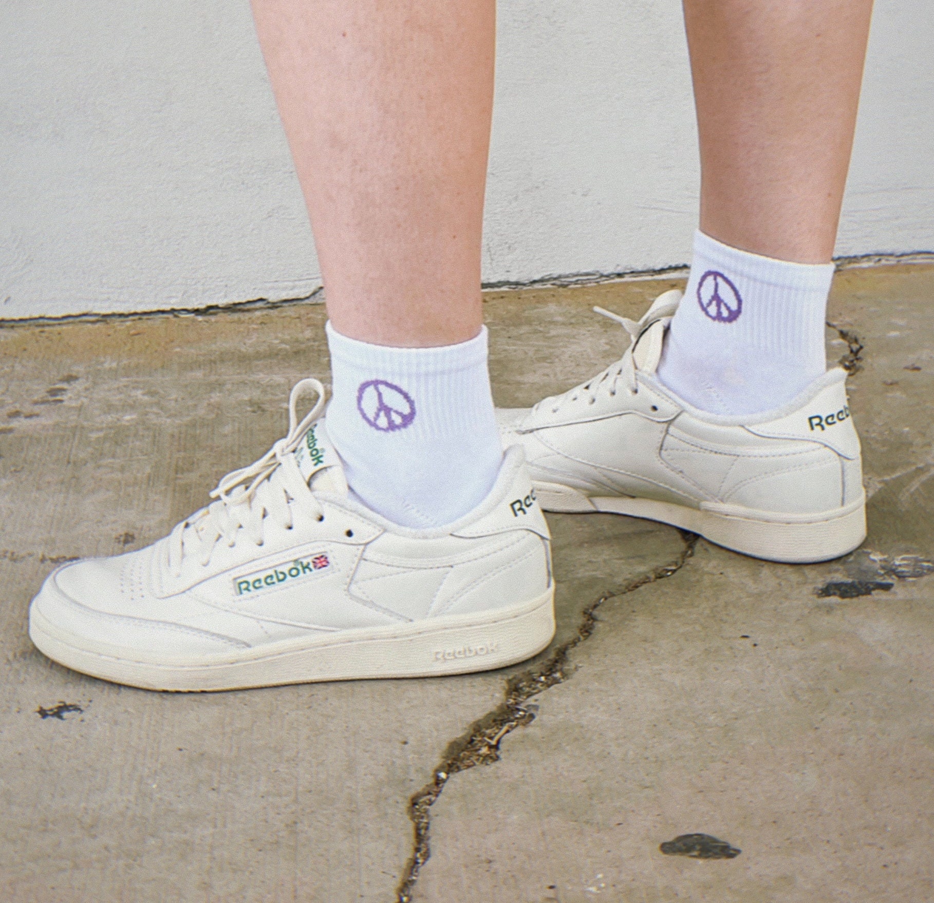 Peace Sign Socks, Quarter Crew Length, Womens Casual Socks, Comfy ...