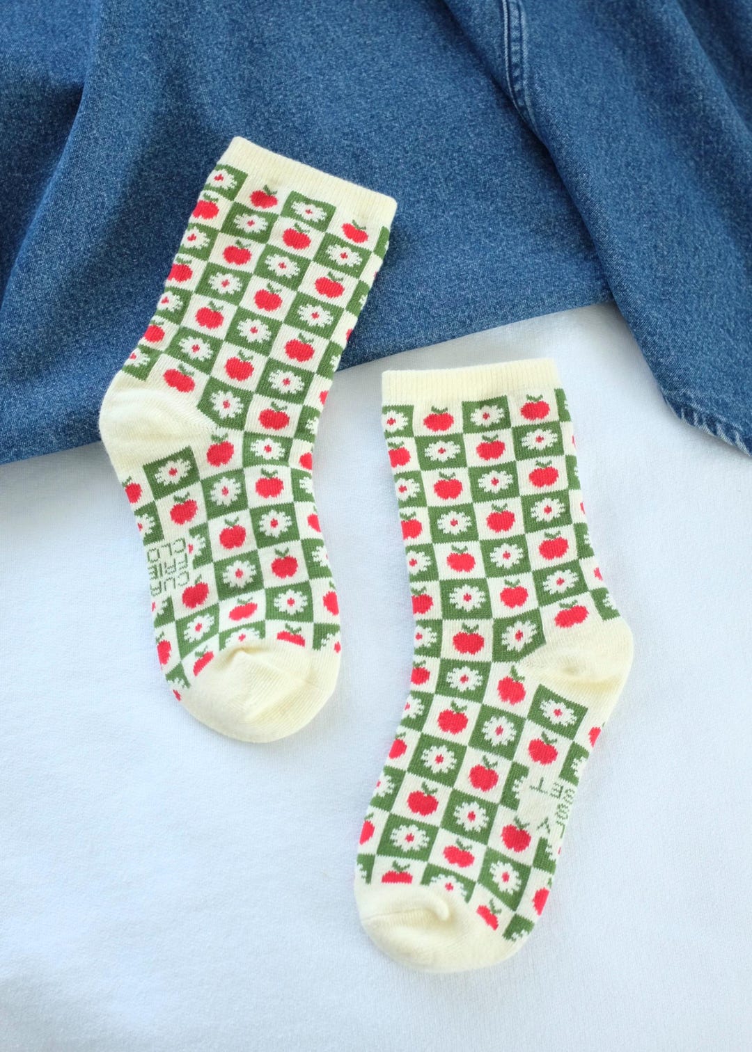 Best Seller! Cotton Classic Comfy Checkered. Floral Apple Socks ...