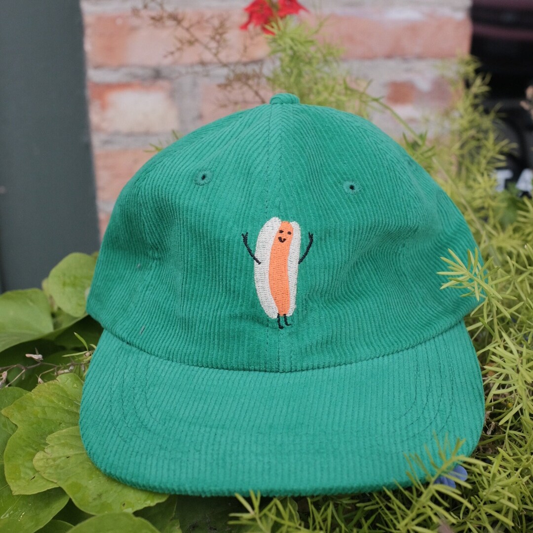 Hot Dog Corduroy 6 Panel Hat Funny Peace Cap Adjustable Strap Vintage ...