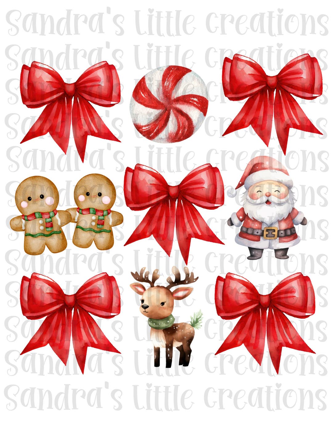 Christmas Water Color Bows PNG, Dtf/sublimation/printing - Etsy