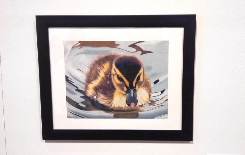 Ducking Drawing, Colored Pencil Drawing Giclée Print, Mallard Duckling ...