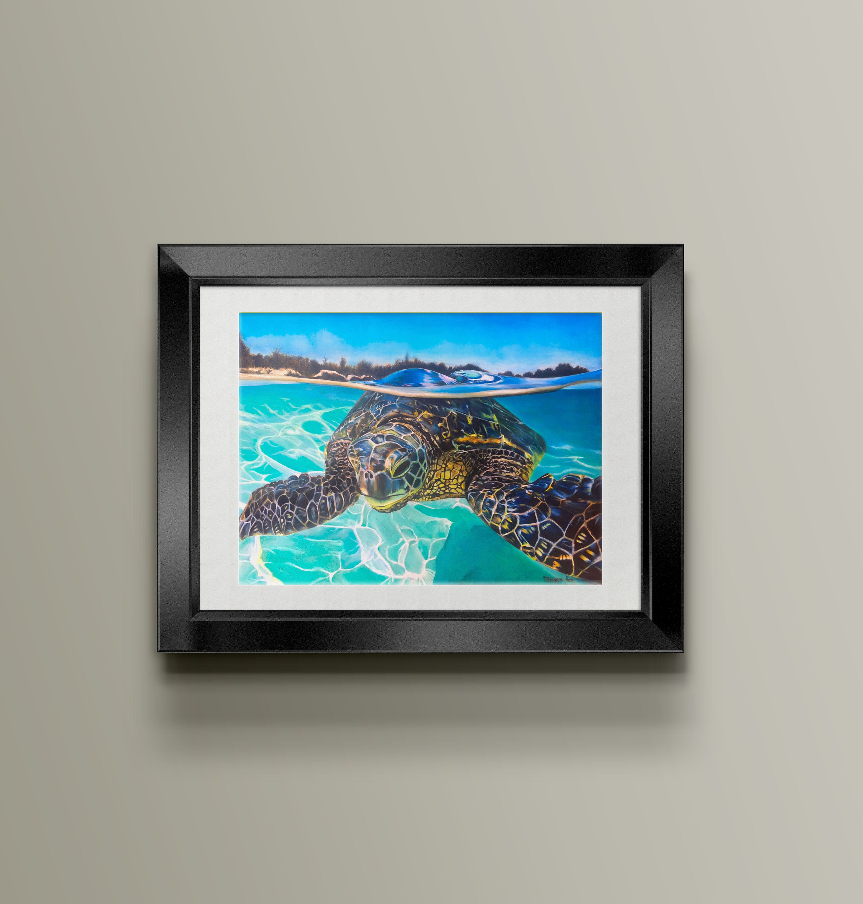 Sea Turtle Drawing, Green Sea Turtle Art Print, Beach Decor, Sea Turtle ...