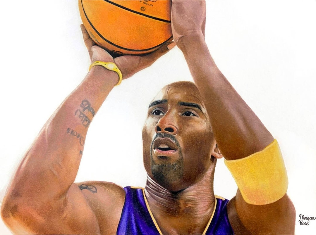 Kobe Bryant Drawing, Art Print, Kobe Colored Pencil Drawing, Giclée ...