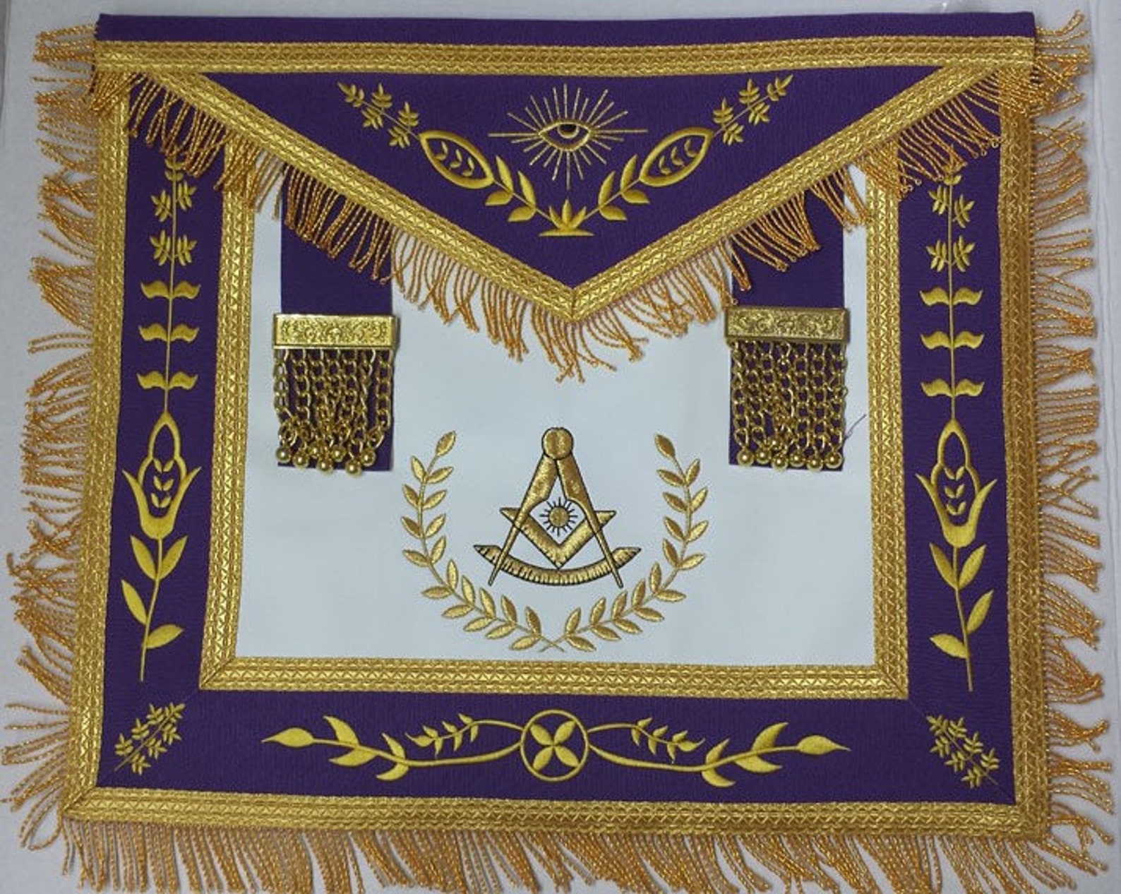 Masonic Past Master Apron Royal Purple Gold Embroidered With - Etsy UK