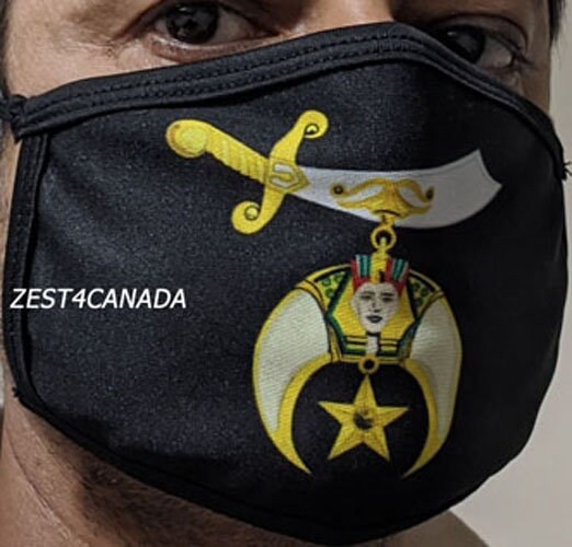 Masonic Shriner's Emblem Black Face Mask Double Layered | Etsy