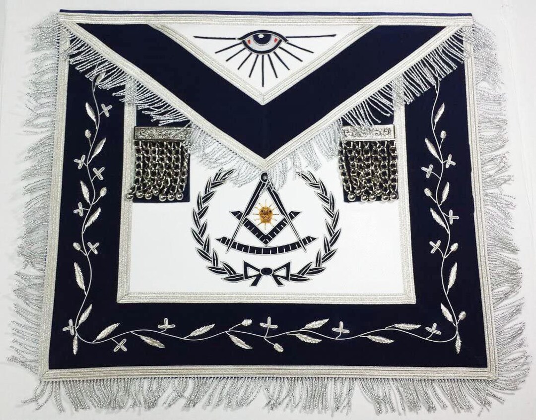 Masonic Hand Embroidered Past Master Navy Blue Apron With - Etsy