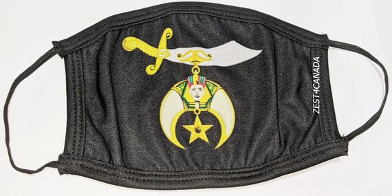 Masonic Shriner's Emblem Black Face Mask Double Layered | Etsy