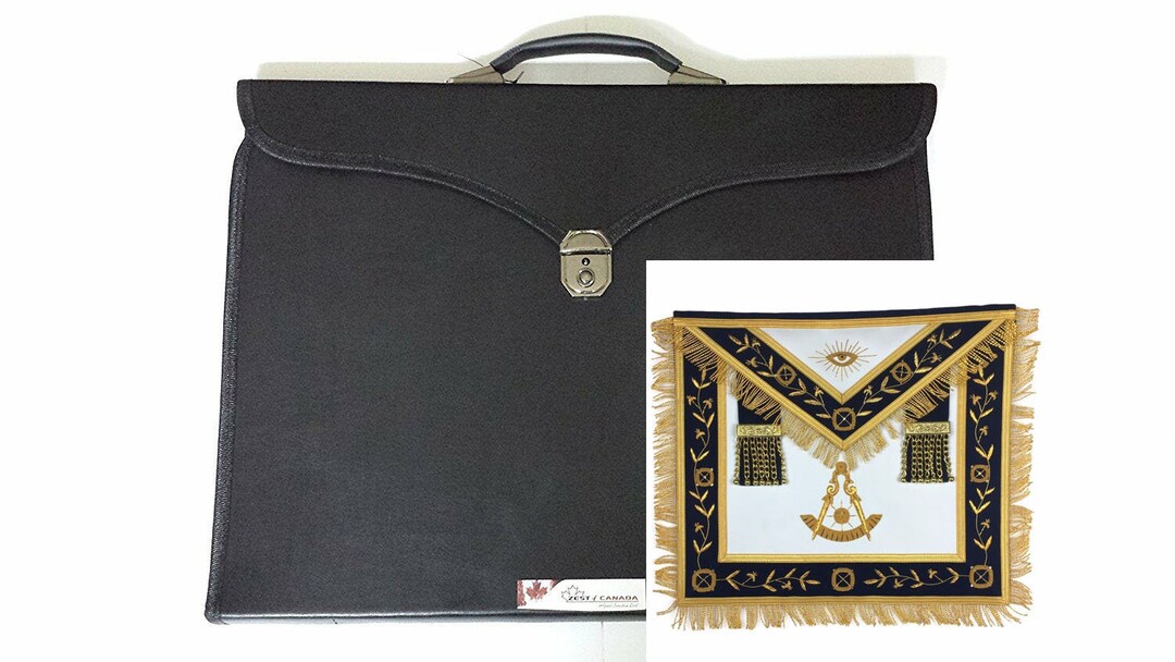 Masonic Hand Embroidered Past Master Apron Navy Blue Gold & - Etsy