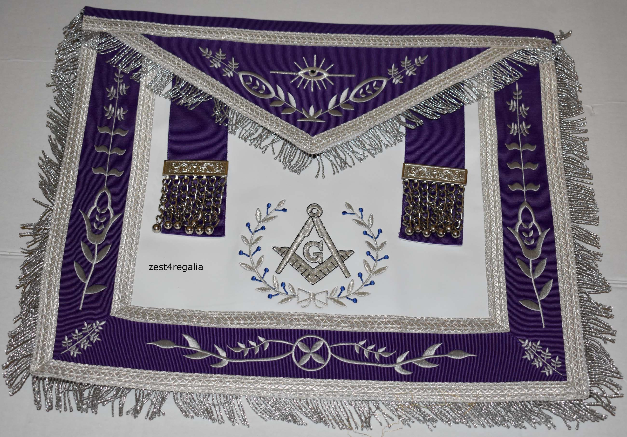 Masonic Apron-master Mason Royal Purple Silver Fringe G | Etsy