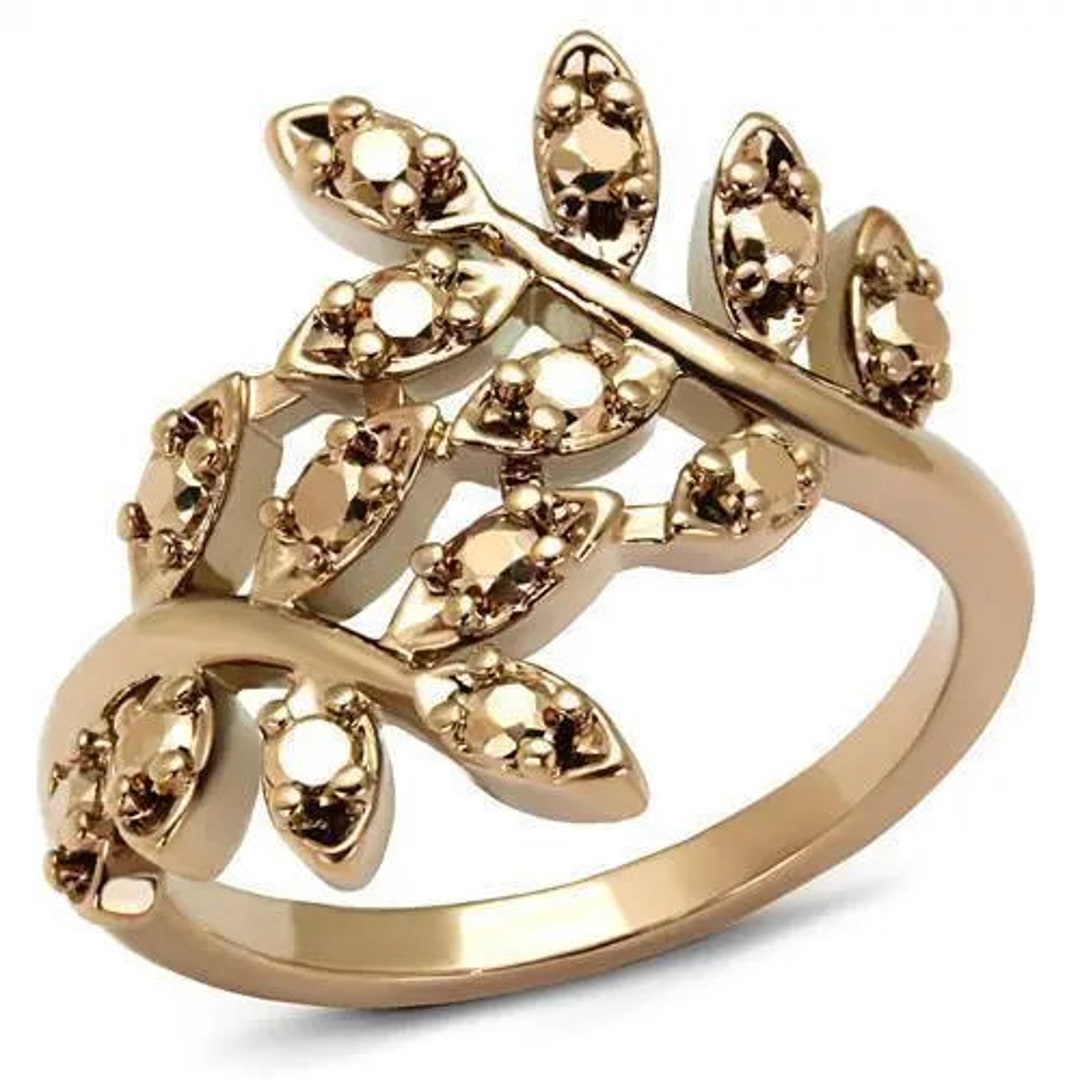 3W1194 IP Rose Goldion Plating Brass Ring With AAA Grade CZ in Metallic ...
