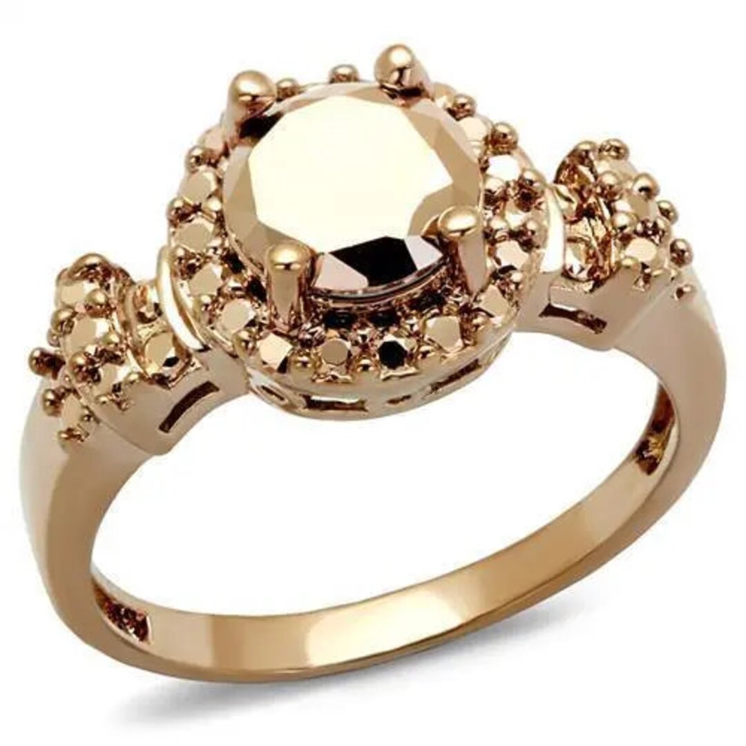 3W1193 IP Rose Goldion Plating Brass Ring With AAA Grade CZ in Metallic ...