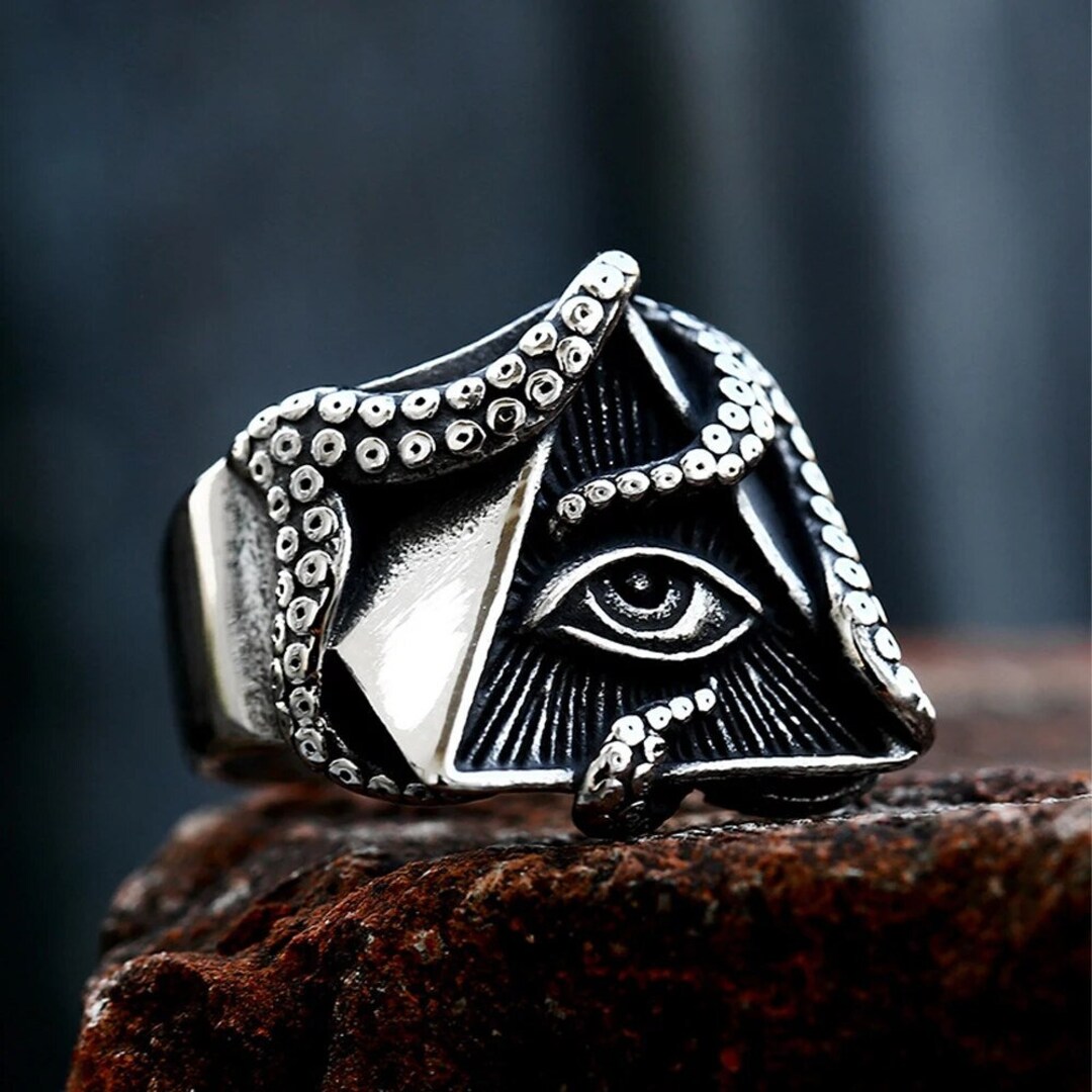 Retro Stainless Steel Egyptian the Eye of Horus Octopus Ring Men Women ...