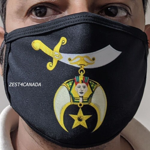 Masonic Shriner's Emblem Black Face Mask Double Layered | Etsy
