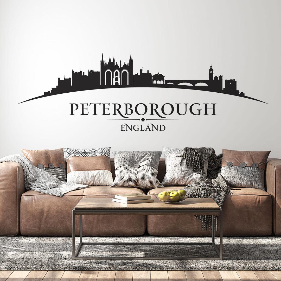 Peterborough England Skyline Vinyl Wall Art Sticker | Cathedral, Nene ...