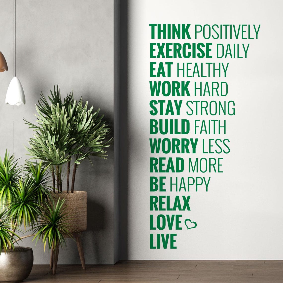 Inspirational Wall Decal | Think Positive, Work Hard, Be Happy - Etsy