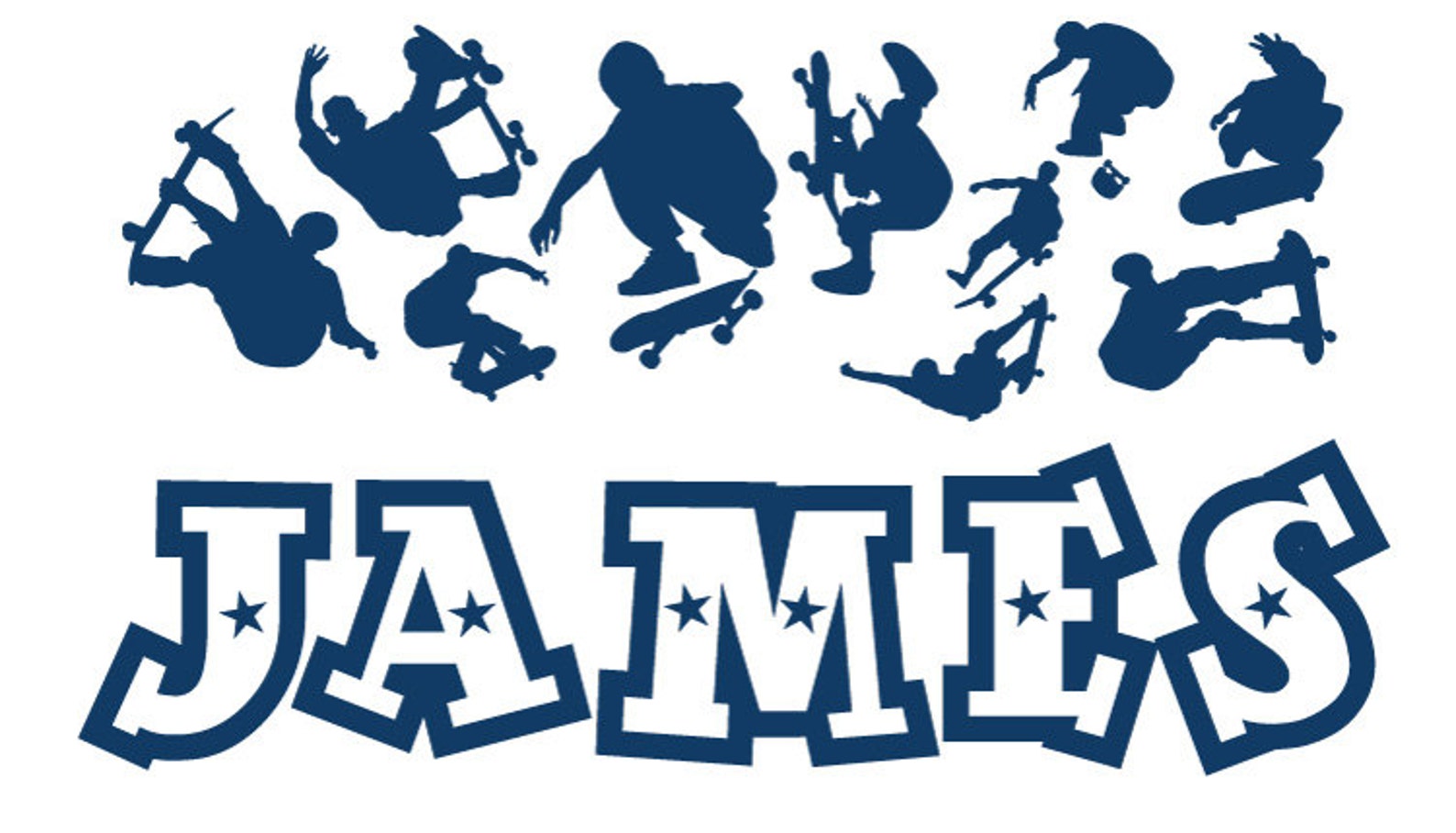 WD101026 Personalised Name Boys Wall Art Sticker Skaters - Etsy