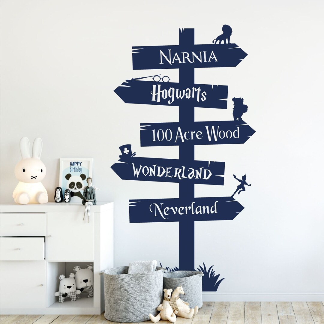 WD101326 | Storybook Signpost Children Wall Sticker - Narnia, Hogwarts ...