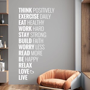 Inspirational Wall Decal | Think Positive, Work Hard, Be Happy - Etsy