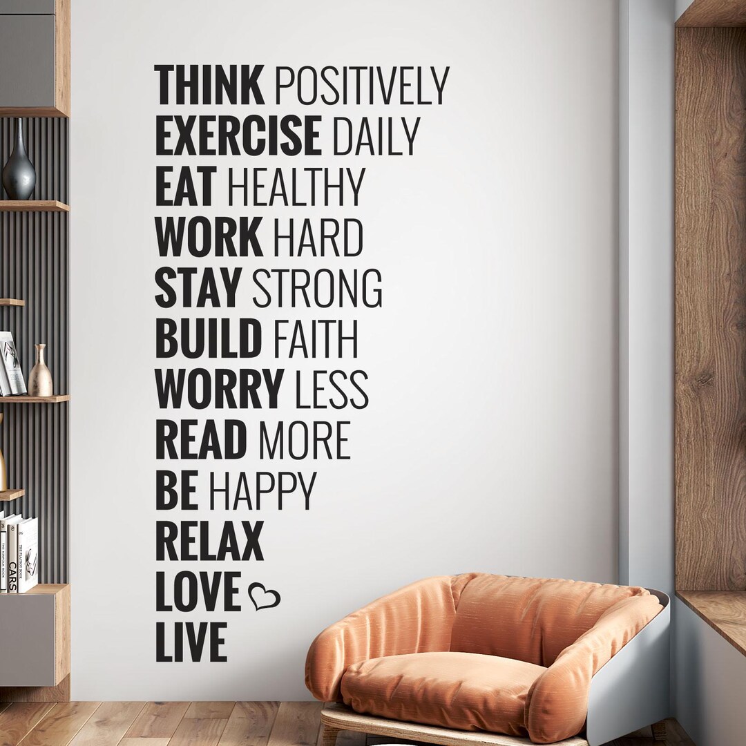 WD101125 | Think Positively, Exercise Daily, Eat Healthy, Work Hard ...