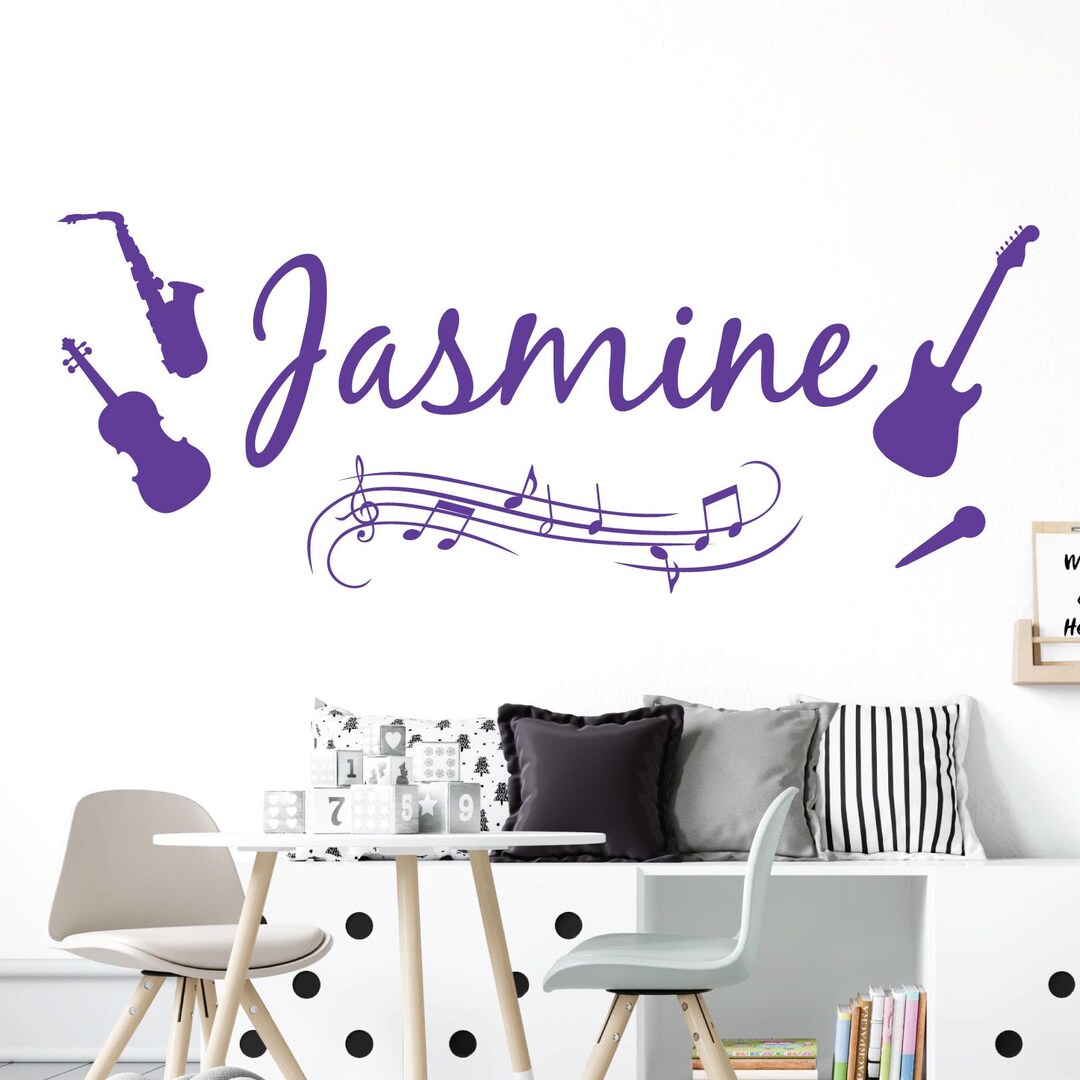 WD101023 | Personalised Name Wall Art Sticker - Music Notes ...