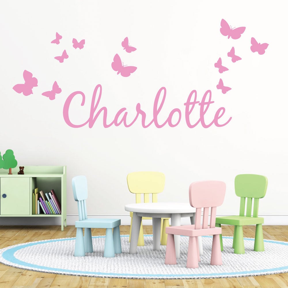 WD101003 Personalised Name Wall Art Sticker With Butterflies - Etsy