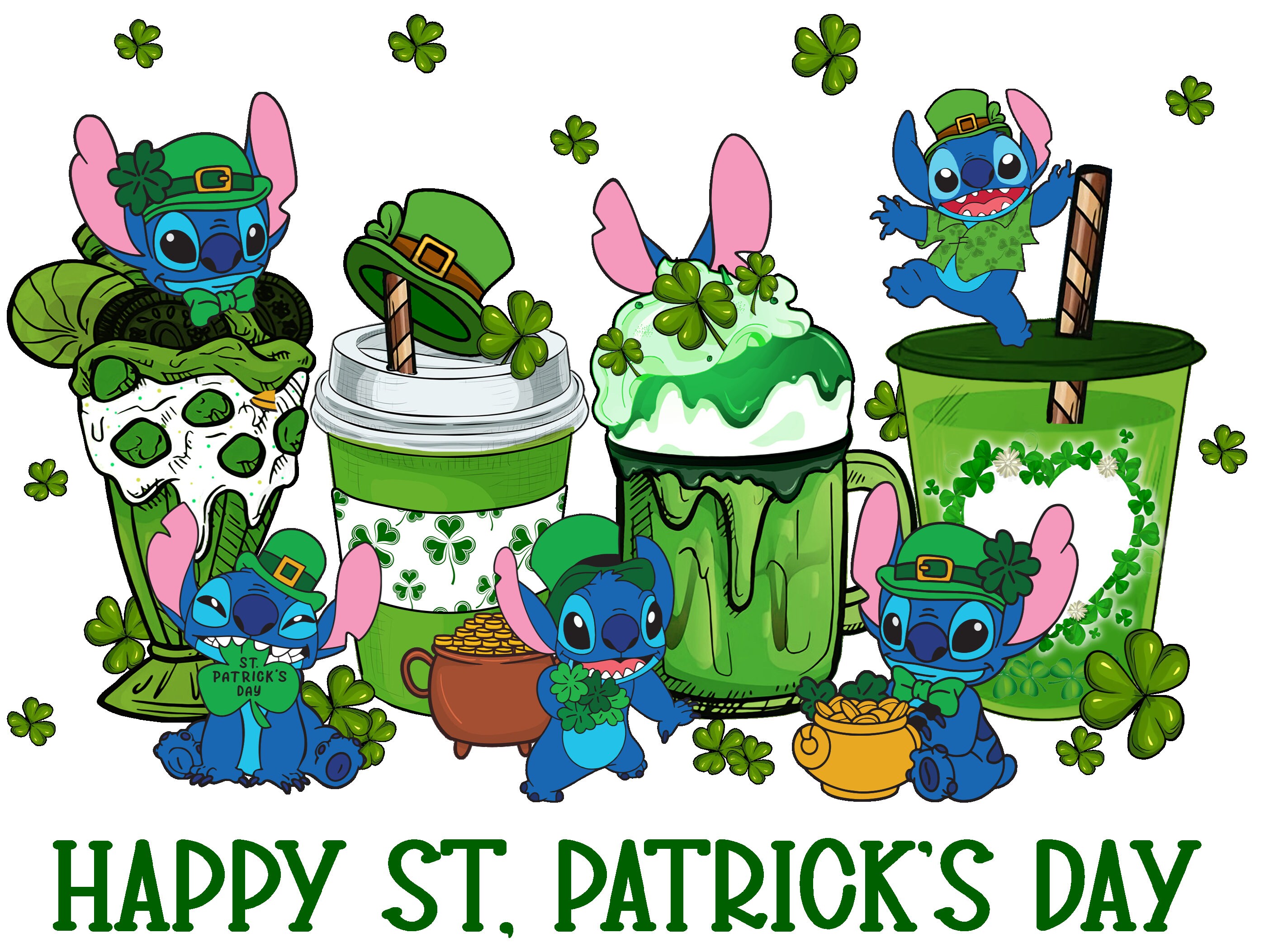 Stitch Coffe Latte St. Patrick's Day Design DIY Iron on - Etsy