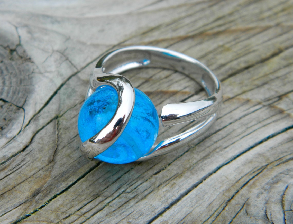 Stone Glows in the Dark Interchangeable Marble Ring With | Etsy