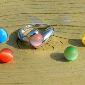 Interchangeable Marble Ring With 5 - 8mm Changeable Cateye Stones - Etsy