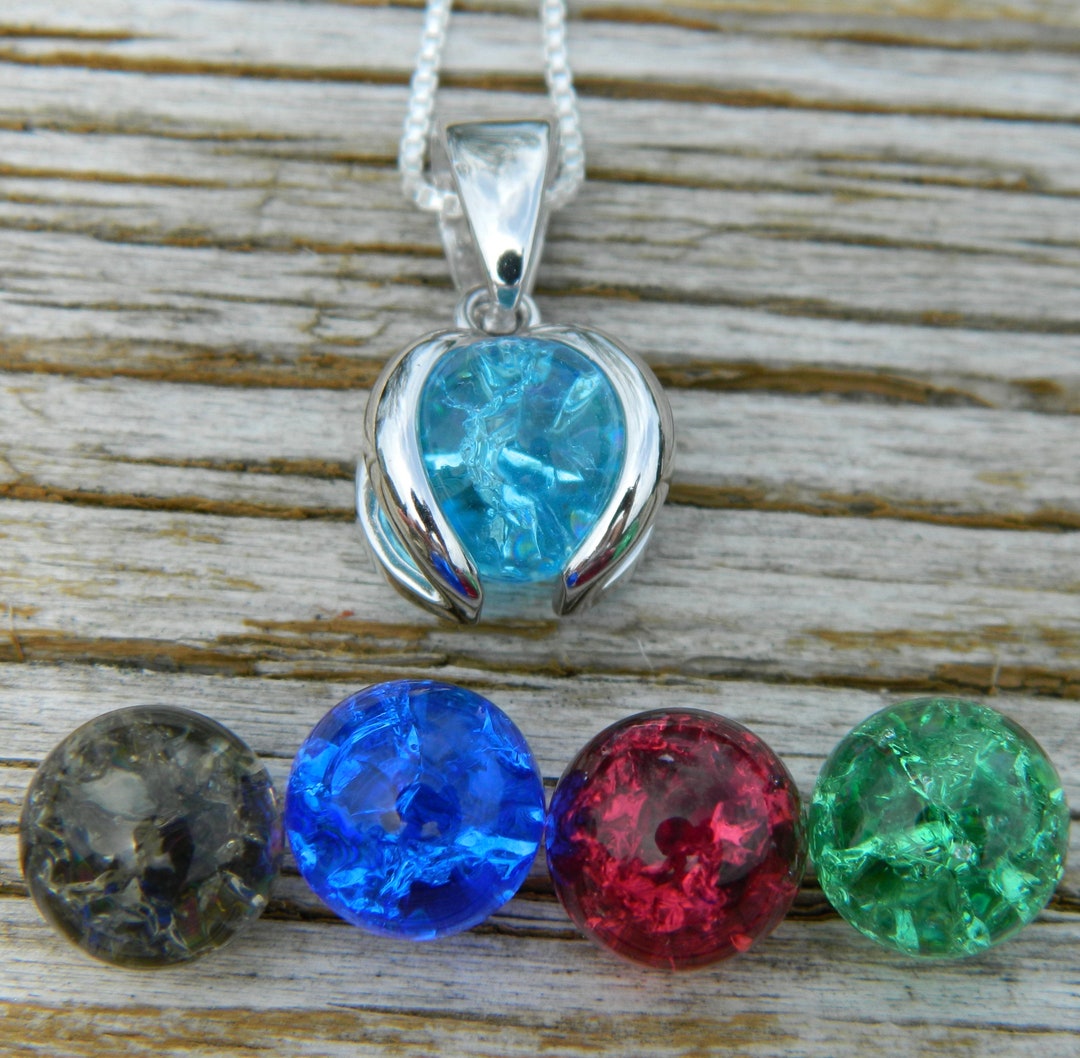 Interchangeable Marble Pendant With 5 - 10mm Clear Cracked Glass Stones ...