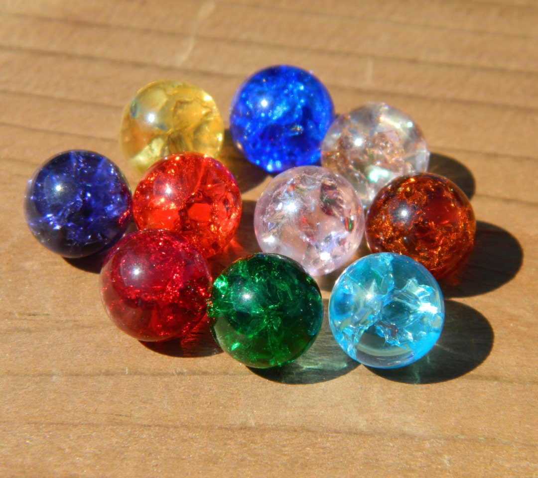 10 - 10mm Fried Cracked Crackle Glass Marbles for Interchangeable ...