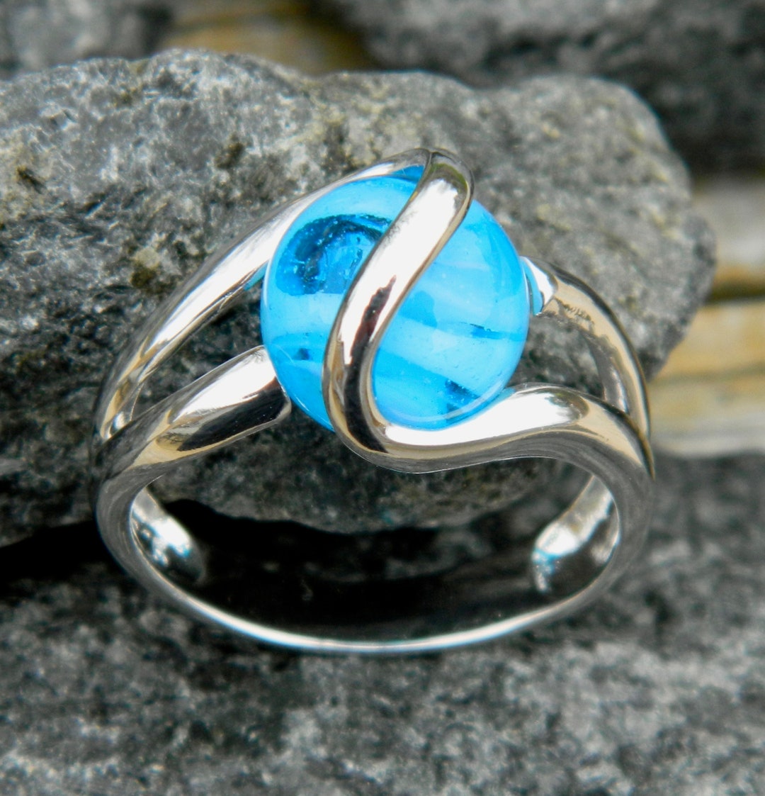 Marble Glows in the Dark - Interchangeable Stone Ring With Handmade ...