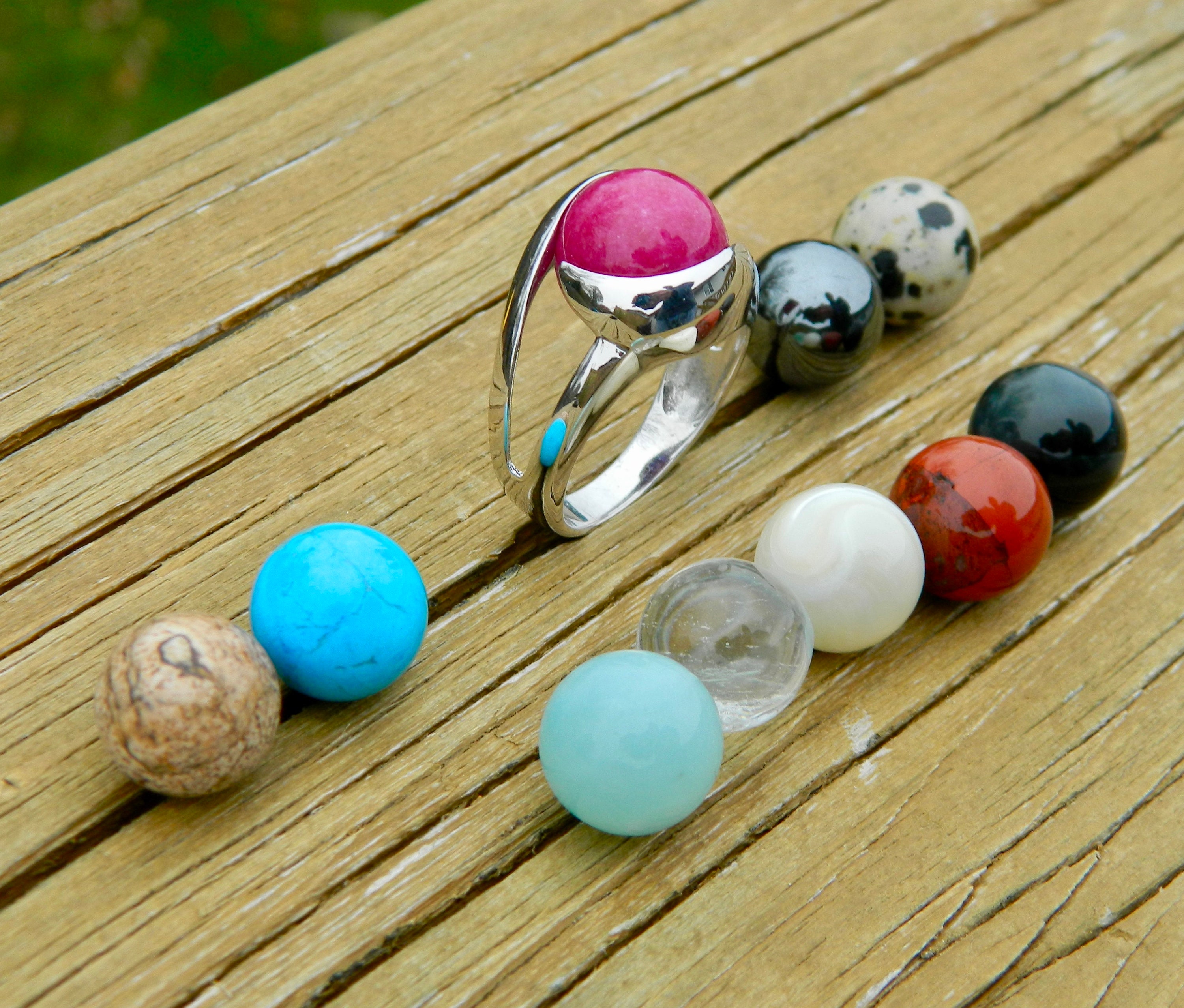 Interchangeable Ring With 10 12mm Semi Precious Stones - Etsy