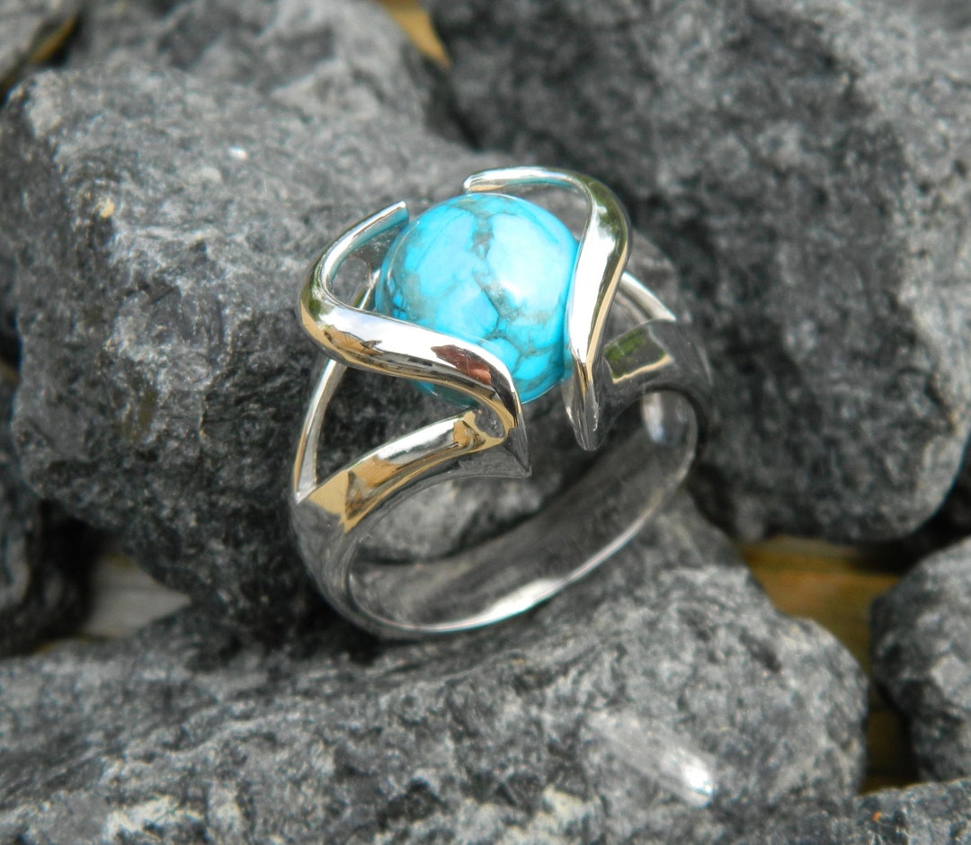 Interchangeable Marble Ring With 10mm Turquoise Howlite Stone - Etsy