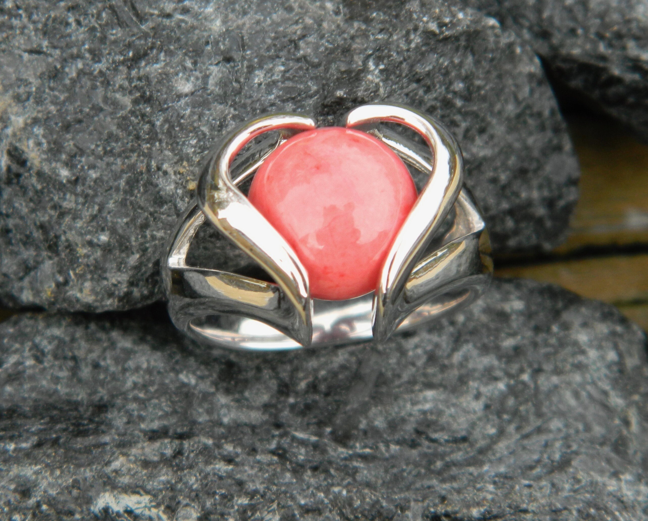 Interchangeable Marble Heart Ring With 10mm Pink Howlite Stone - Etsy