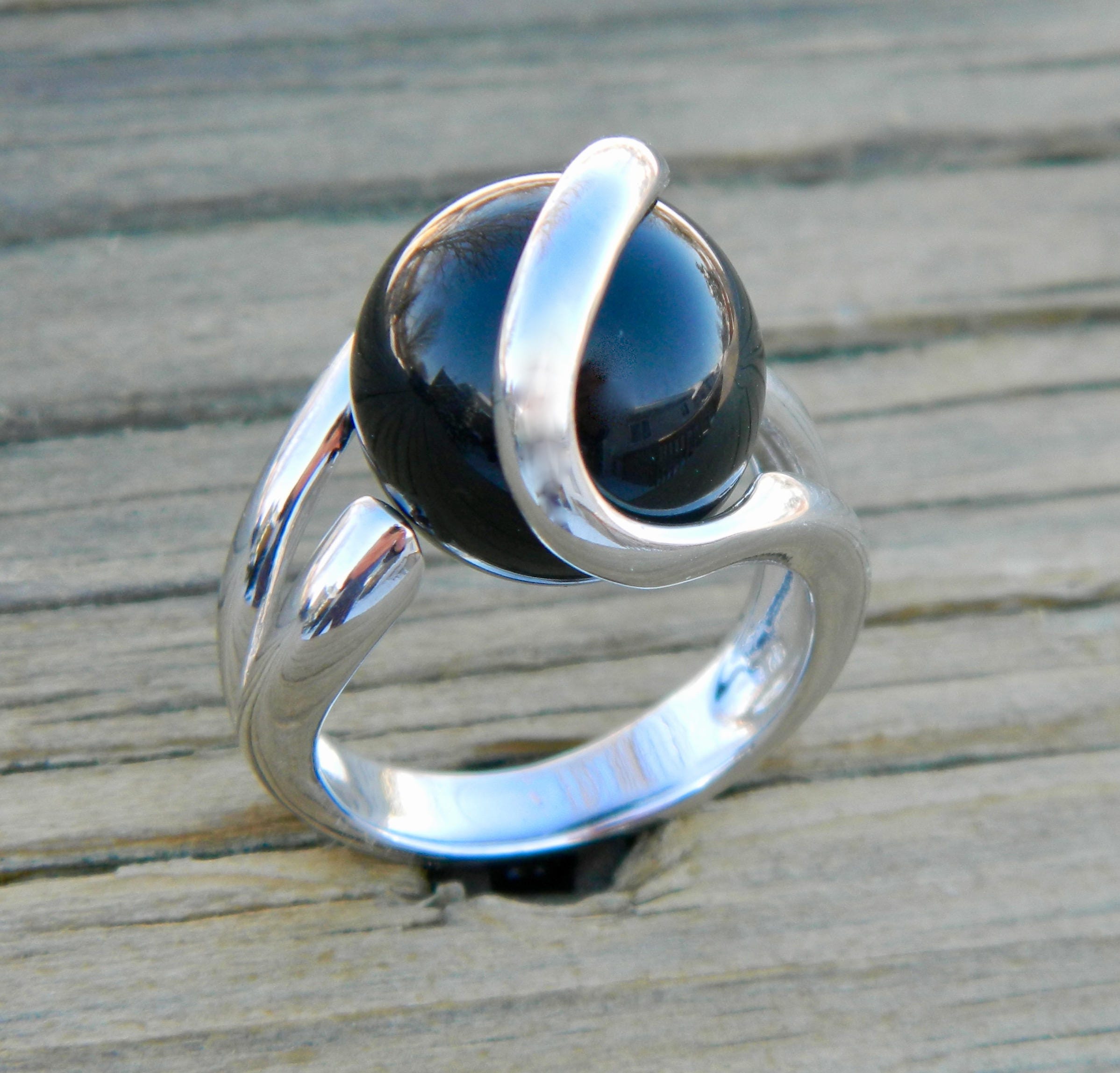 14mm Interchangeable Ring With 14mm Black Onyx Stone - Etsy