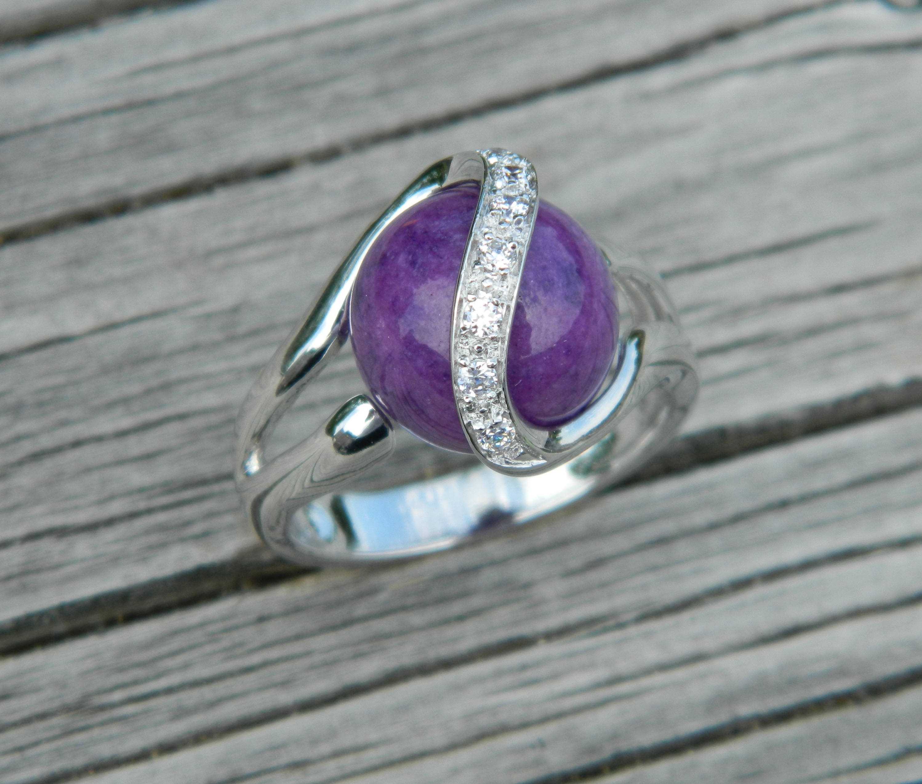 Interchangeable Ring With 10mm Purple Jade Stone - Etsy
