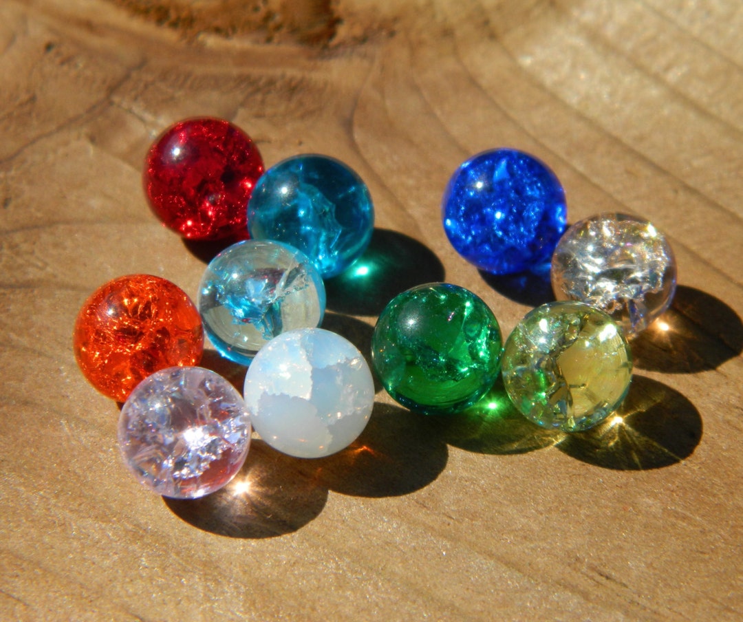 10 - 8mm Fried Cracked Crackle Glass Marbles for Interchangeable ...